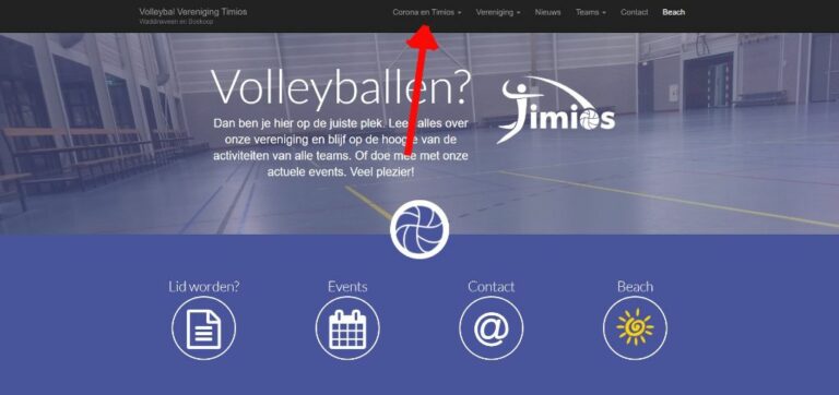 Corona richtlijnen Timios op website – Volleybal Vereniging Timios